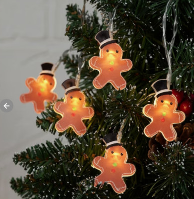 Holiday 10ct Gingerbread Man Christmas LED Clear Lights White Wire ...