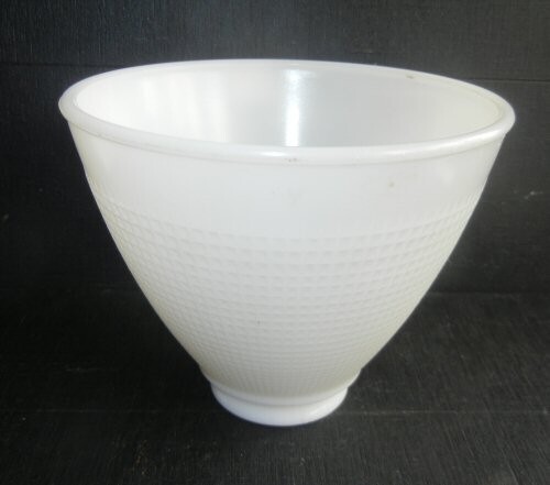 6" VINTAGE WHITE GLASS TORCHIERE LAMP SHADE WAFFLE PATTERN UNBRANDED 2 ...