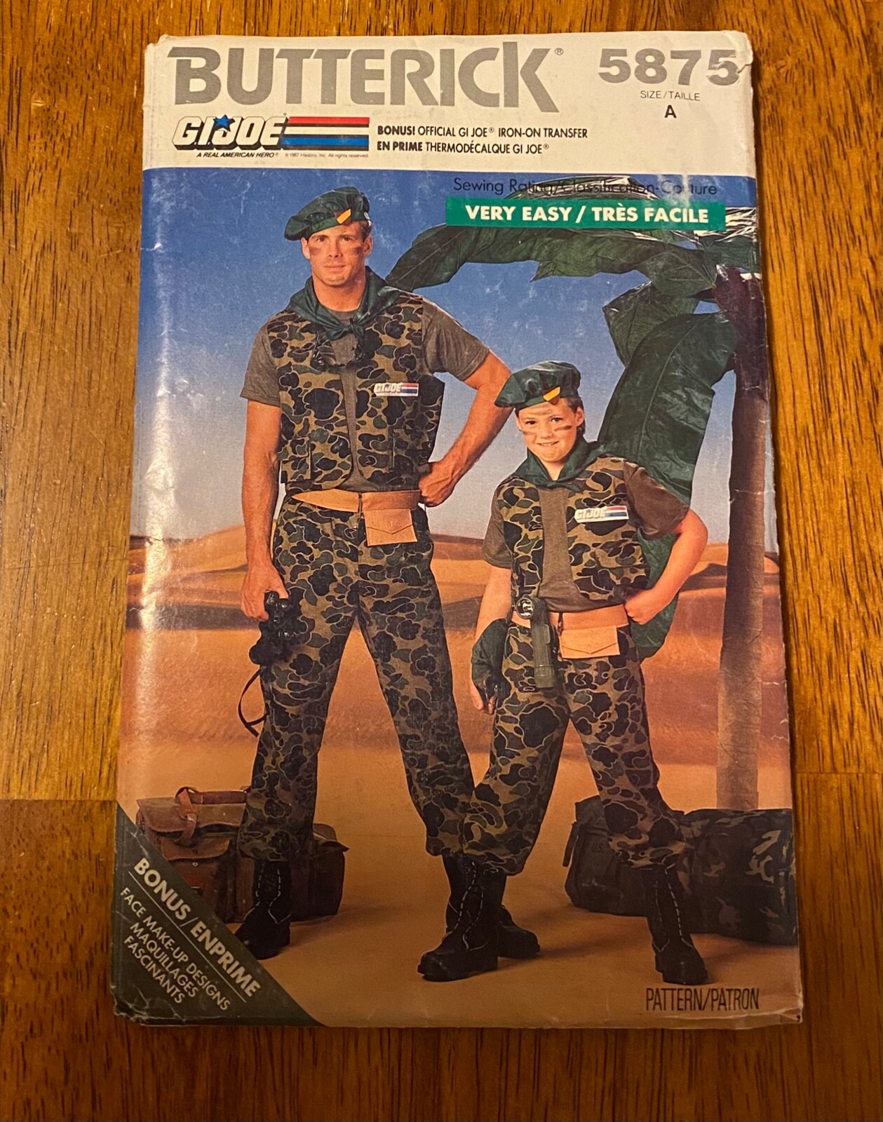 Vintage 80’s Butterick Pattern # 5875 GI Joe Costume Sizes Mens XS-LG ...
