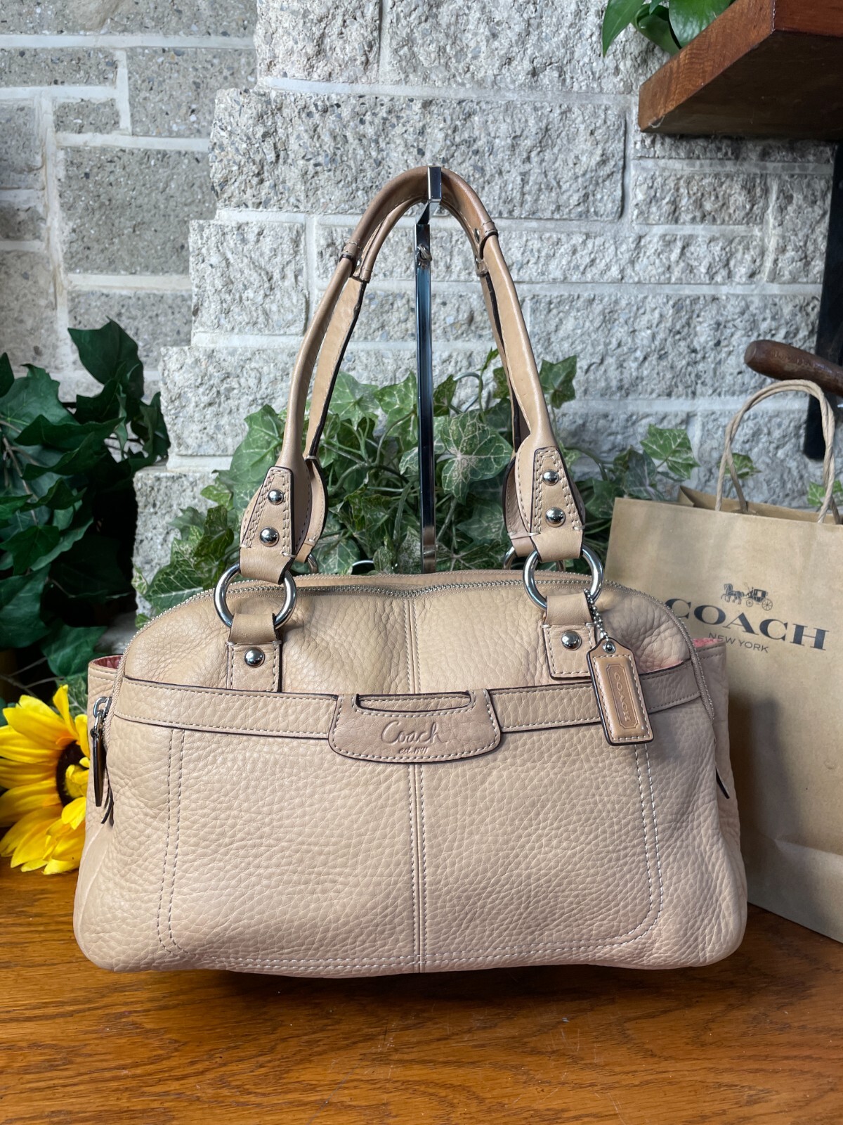 COACH CAMEL PENELOPE PEBBLE LEATHER SATCHEL 14685 HAN… - Gem