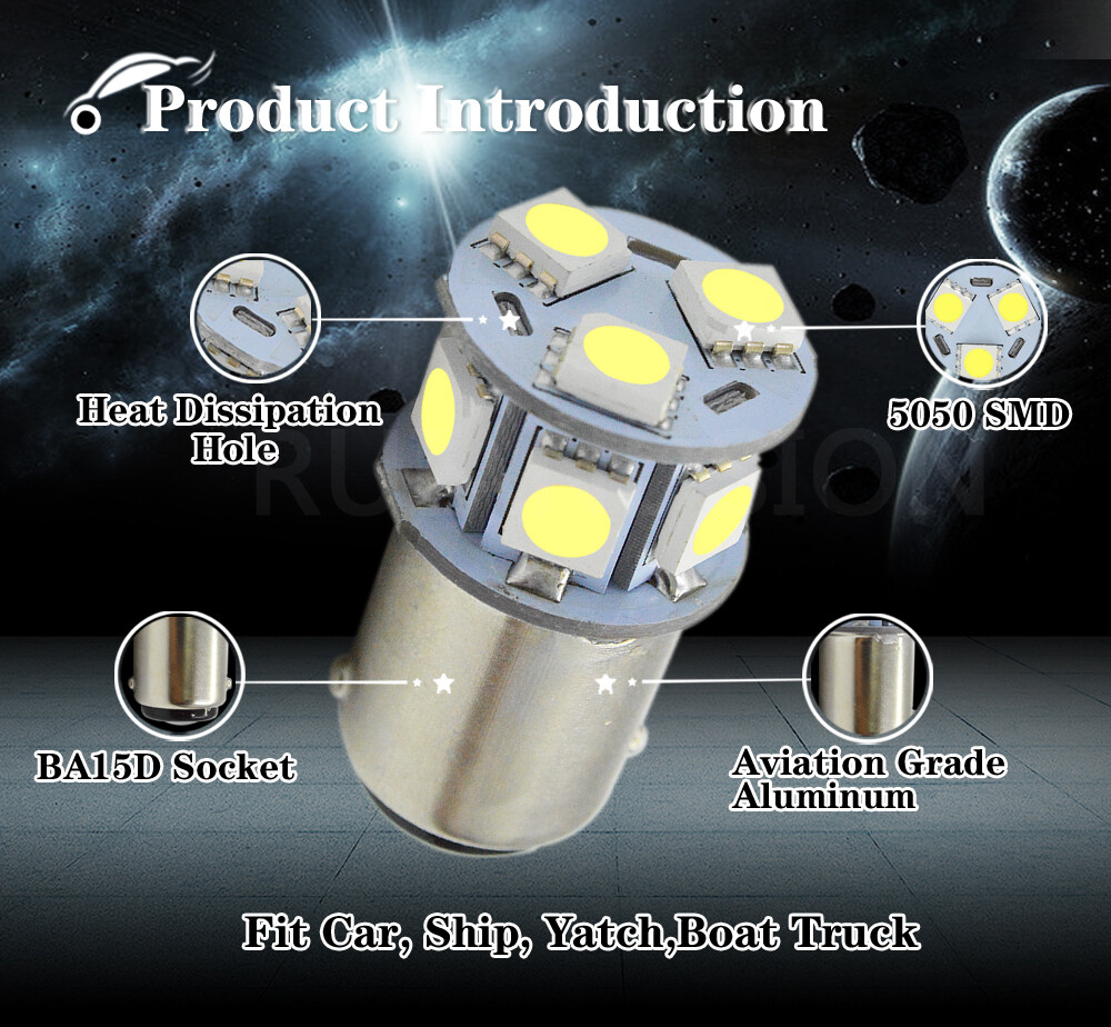 10X 6V-30V BA15D 5050 9 LED White Indicator Light Bulb for Motor/Car ...