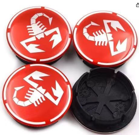 4Pcs 50 mm suitable for Abarth Scorpio Red Alloy Wheel Center Caps Hub ...
