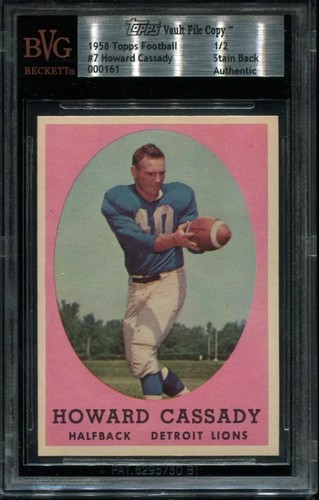 1958 Topps Football Card 7 Howard Cassady Topps Vault File Copy COA 1-2 ...
