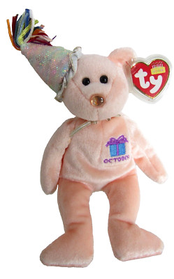 Ty 8" Beanie Babies OCTOBER Opal HAPPY BIRTHDAY BEAR, w/ Hang Tag 2002 ...