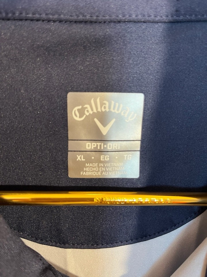 Callaway Men's Opti-Dri Golf Polo Shirt XL Navy Blue Striped ...