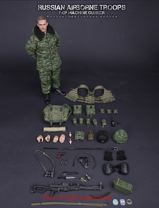 DAMTOYS 78025 1/6 Russian Airborne Troops VDV PKP Machine Gunner Figure ...