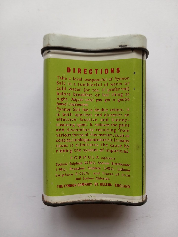 Vintage Fynnon Salt Tin chemist apothecary prop collectable retro | eBay UK