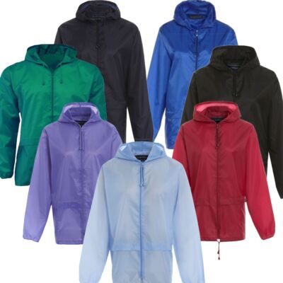Men/Women Plain Rain Coat Mac Kagoul Jacket Water Resistant Hooded ...