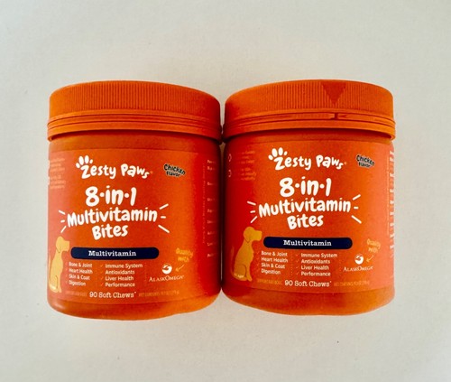 Zesty Paws 8-in-1 Multivitamin Bites for Dogs 2 Packs Bundle Exp. 01/26 ...