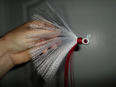 3 Pack Snook Flare Hawk Jigs Flair White Red Tail Weight+Hook Choice T ...