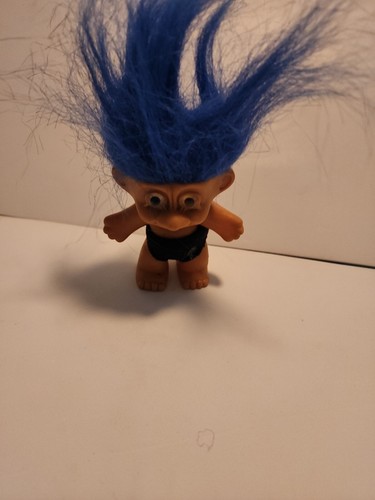 Vint RUSS - BERRIE BEE -TROLL DOLL - Blue hair - 3” tall W/ Shorts | eBay