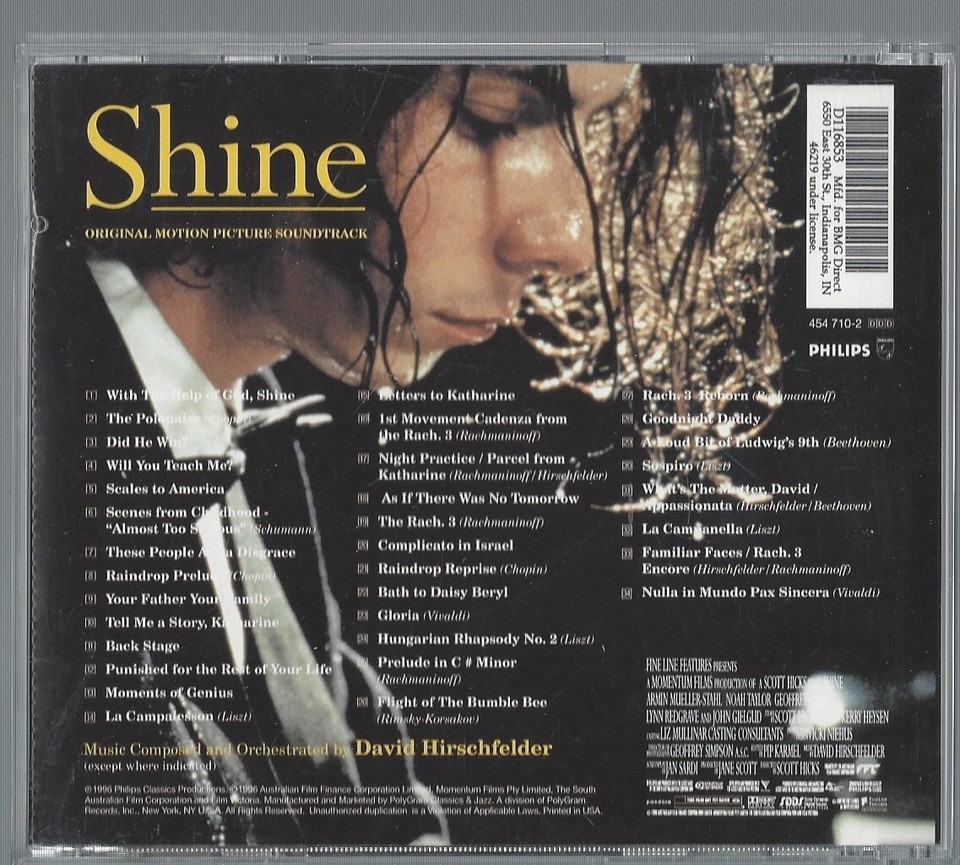 Shine (Original Motion Picture Soundtrack) (CD, 1996) Disc & Cover Art ...