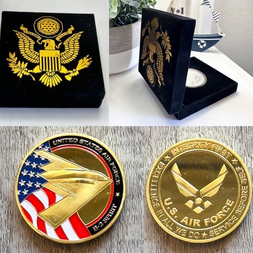 U S AIR FORCE B-2 SPIRIT (Stealth Bomber) Challenge Coin with velvet ...