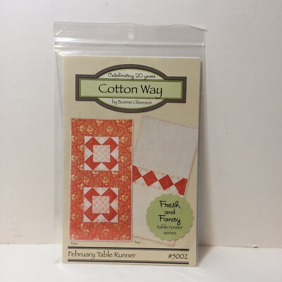 February Table Runner Quilt Pattern Cotton Way 21" x 42" | eBay