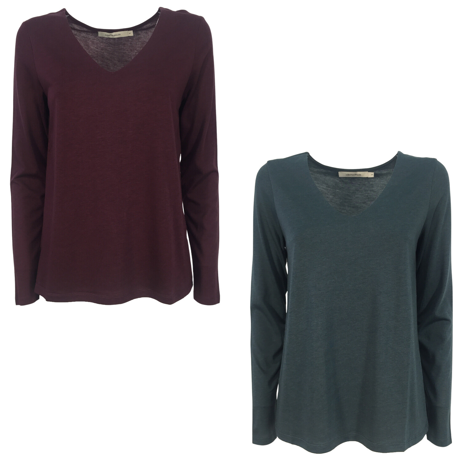 LA FEE MARABOUTEE Women's Long Sleeve V-Neck T-Shirt Art FB-TS-CANIL ...