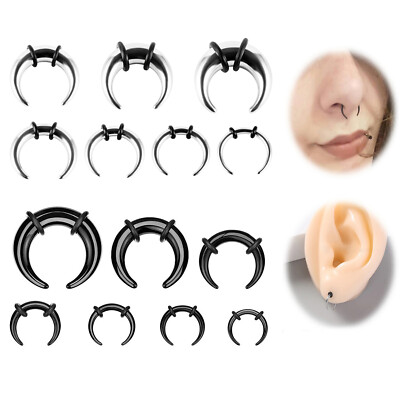 1PC 2G-16G Buffalo Horn Nose Piercing Stainless Steel Septum Ring Punk ...
