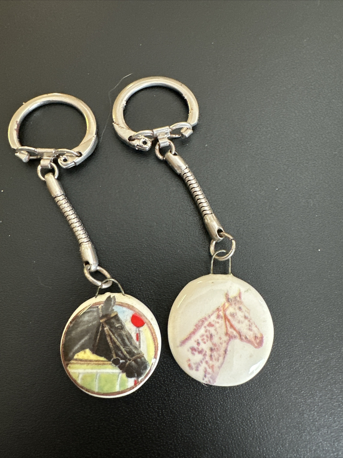 Horse Ceramic Heart keyring Art Dog Car Key Holder Handcrafted Side ...