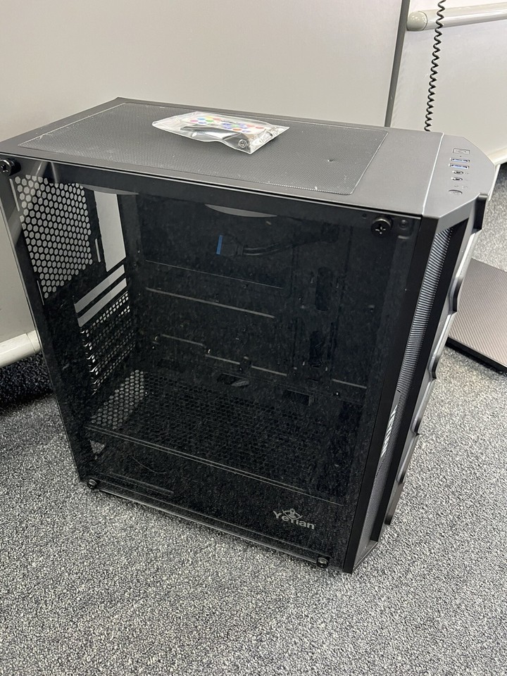 Yeyian Gaming PC Case Abyss 2500, Black Tempered Glass RGB Fans with ...