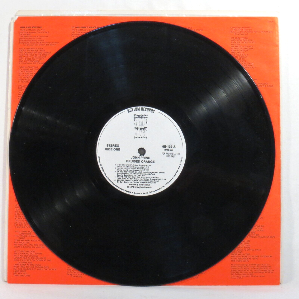 JOHN PRINE - Bruised Orange 1978 1st US WL Promo LP EX/NM w/ lyric ...