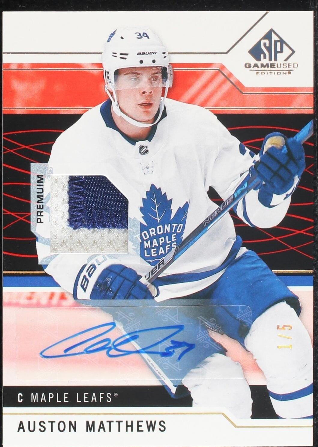 2018-19 Upper Deck SP Game Used - Auston Matthews #5 Spectrum Red Auto ...