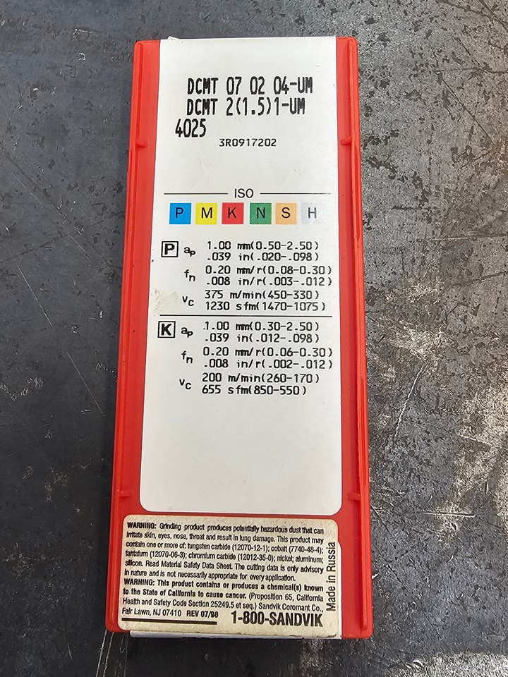 Qty 4 Sandvik DCMT 21.51 2(1.5)1-UM DCMT070204-UM 4025 Grade Carbide ...