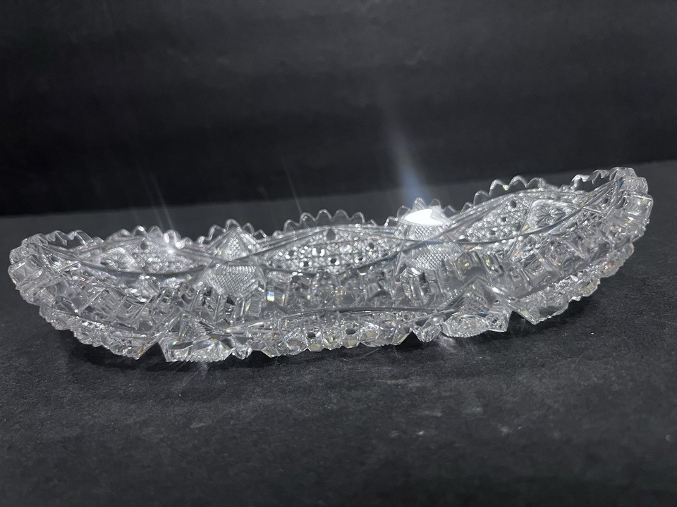 Antique American Brilliant Period cut Glass Candy Dish Tray 7.5" x 3.5 ...