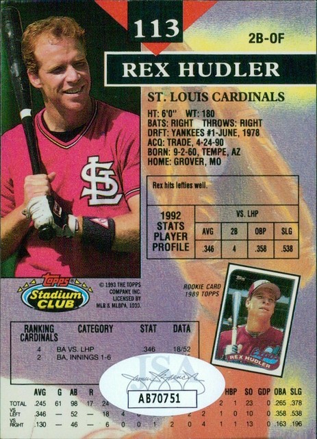 1993 Topps Stadium Club - #113 Rex Hudler for sale online | eBay