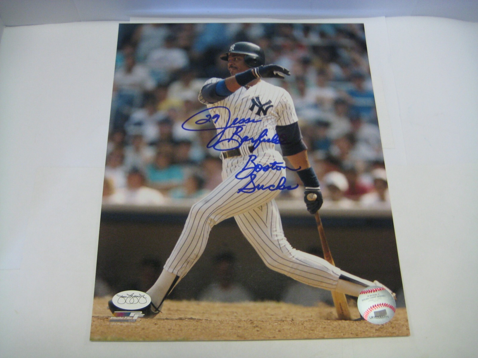 NY YANKEE LEGEND JESSE BARFIELD AUTOGRAPH 8X10 WITH SPECIAL INSCRIPTION ...
