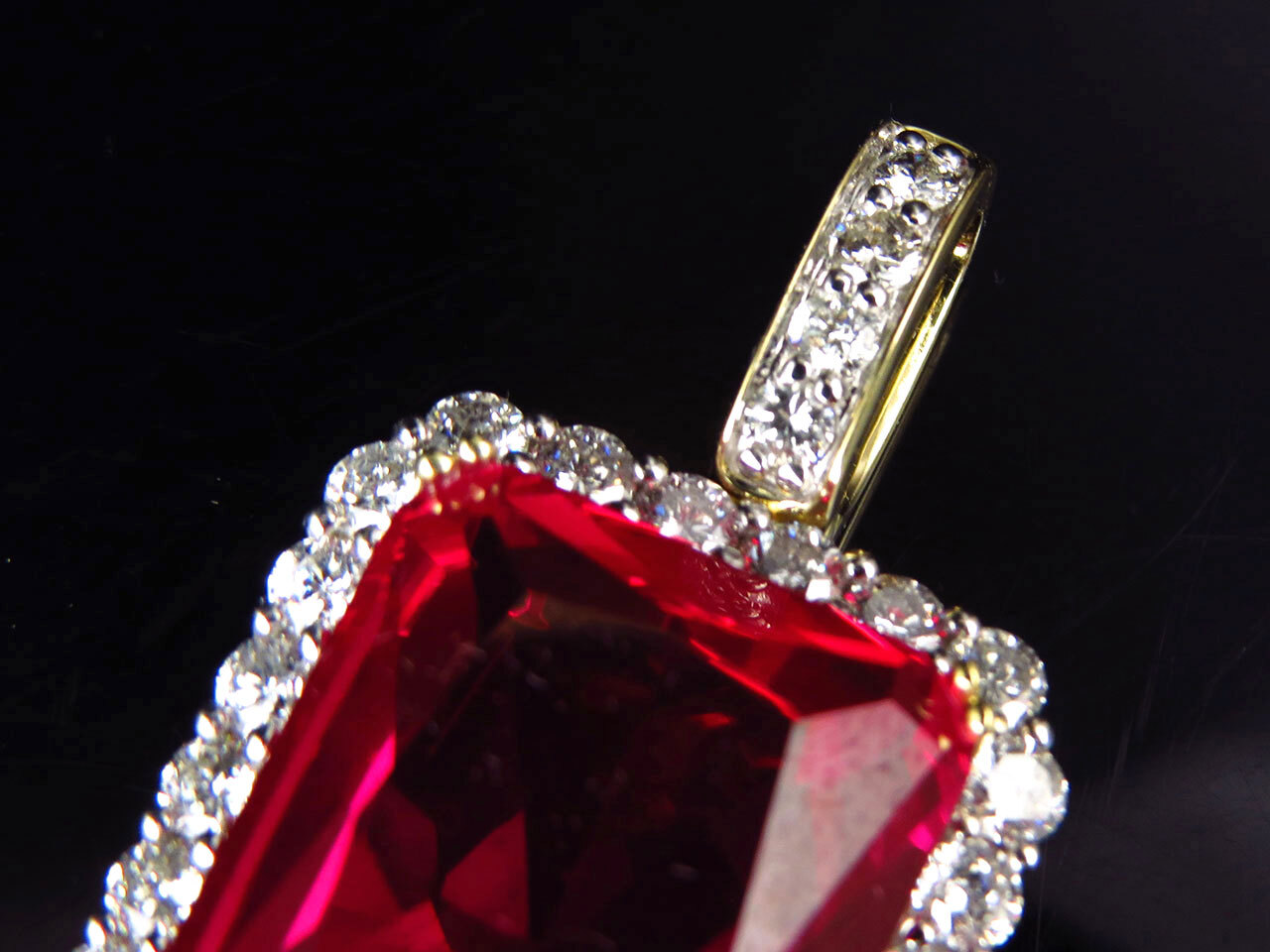 10k Yellow Gold Genuine VS Diamond Lab created Ruby Gemstone Royal ...