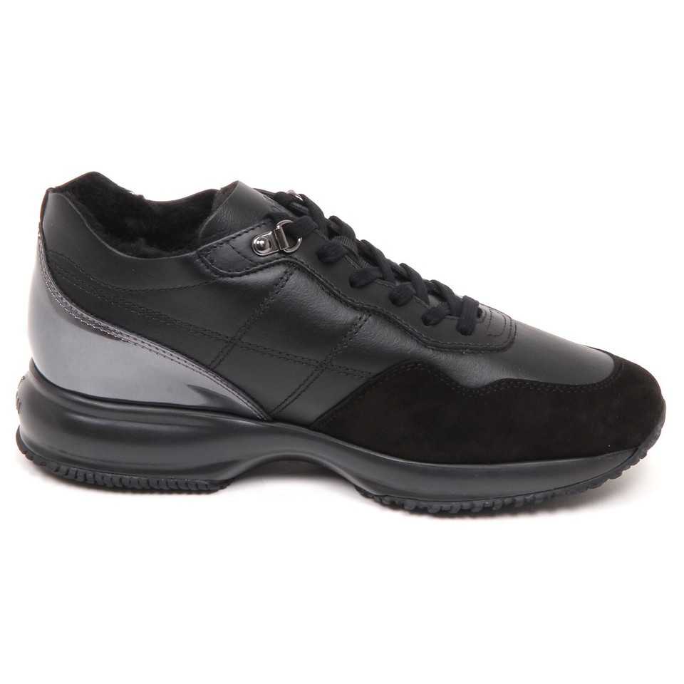 E4818 sneaker donna nero HOGAN INTERACTIVE scarpe interno ecopelo shoe ...