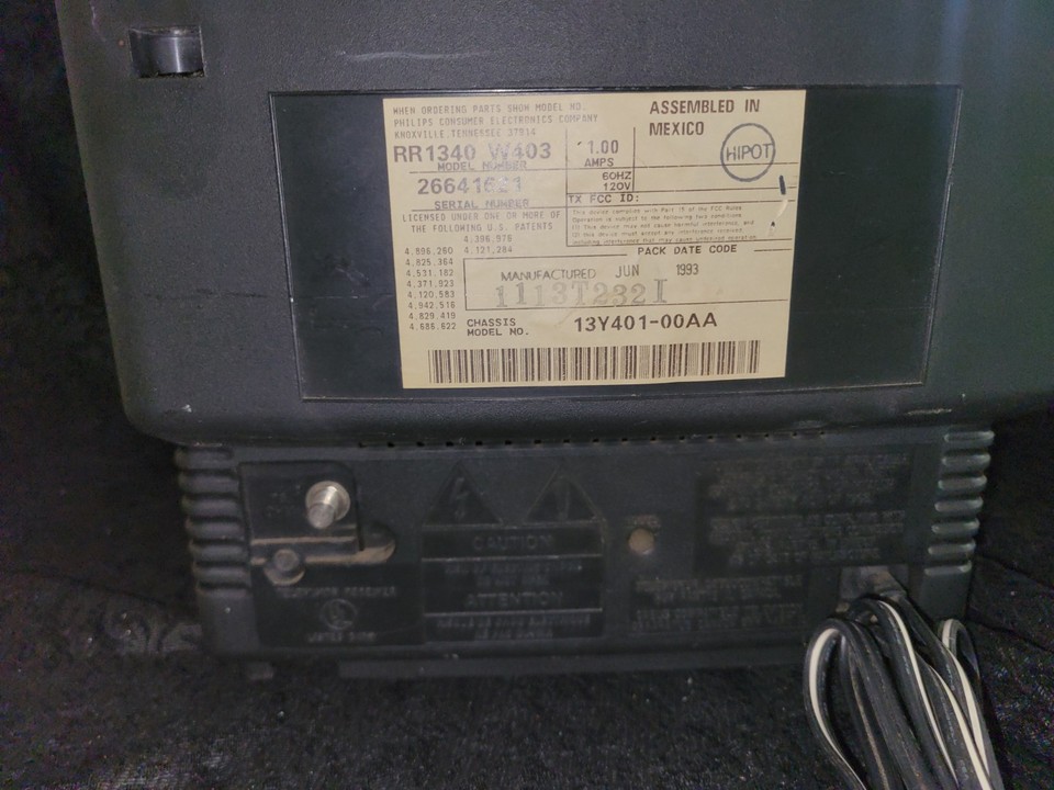 Vintage 1993 Magnavox RR1340 W403 13” CRT TV Wood Grain Retro Gaming w ...