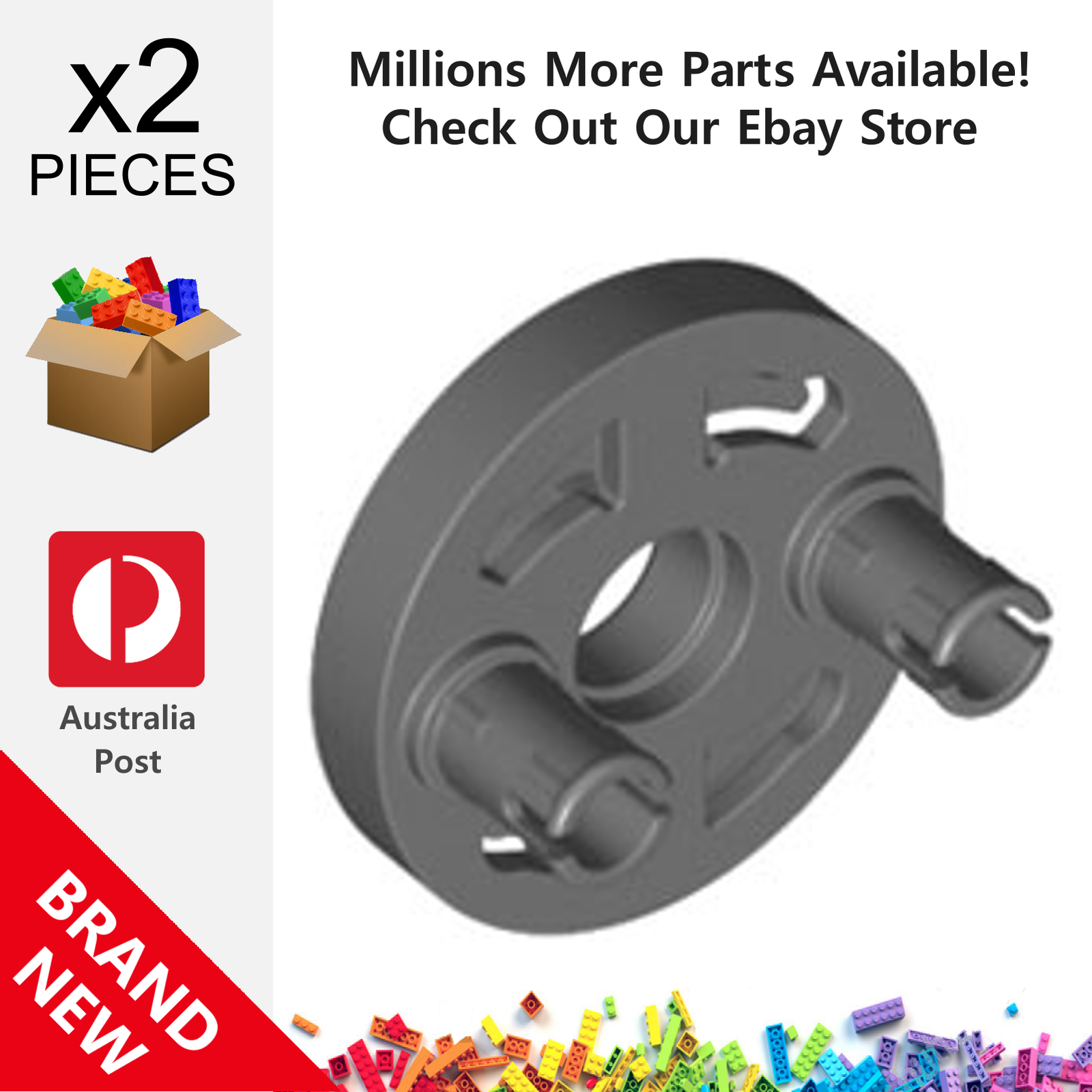 2x Genuine LEGO™ Dark Grey Technic Rotation Joint Disk 80563 6369944 ...