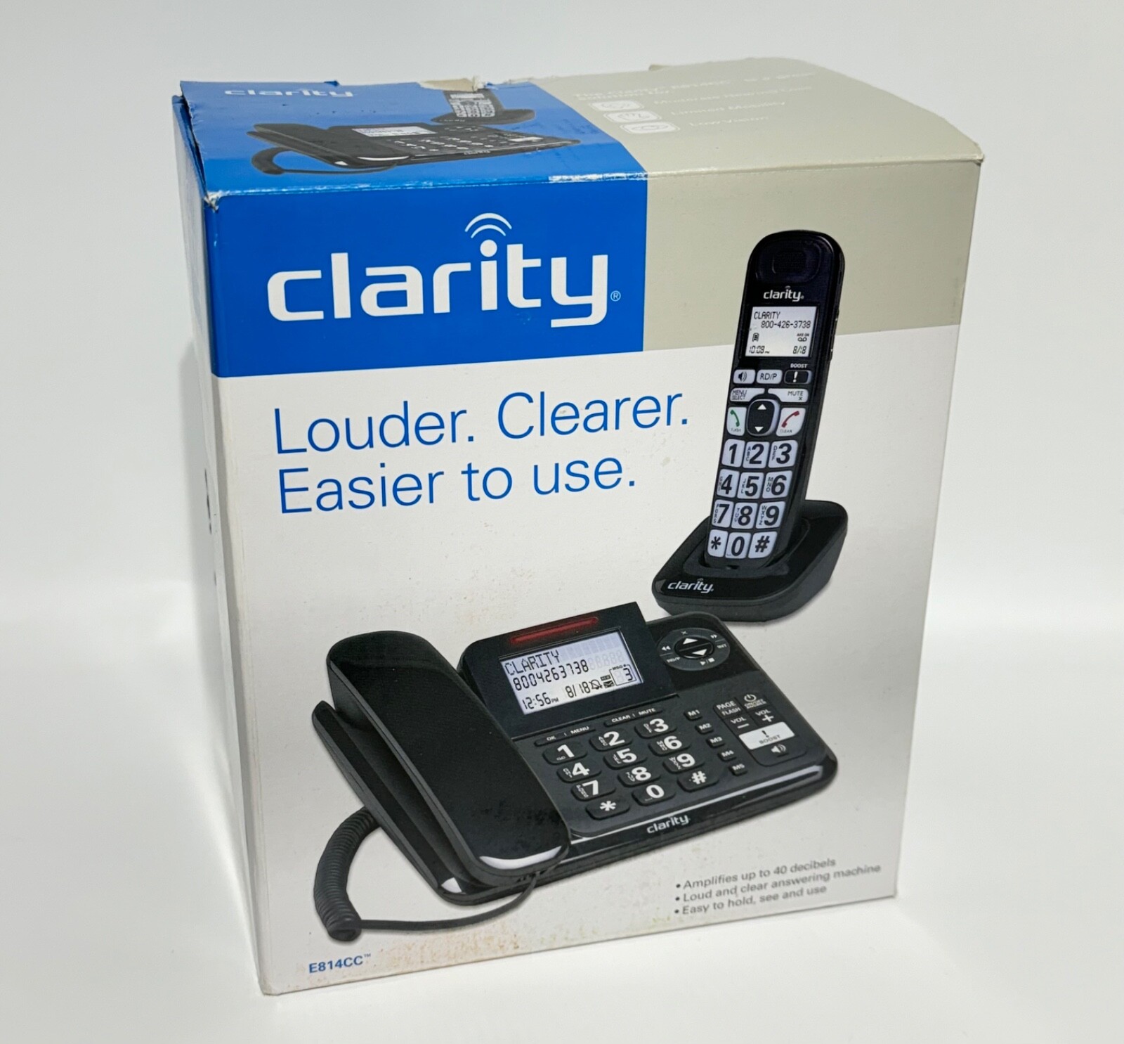 Clarity Amplified Cordless Corded Phone Combo Caller ID Digital ...
