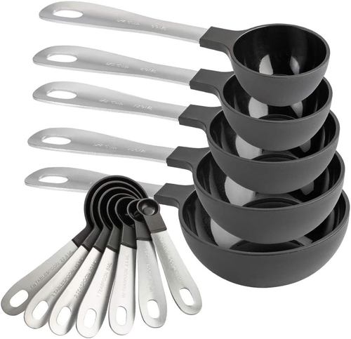 Measuring Cups Set and Measuring Spoon Set, Stainless Steel Handles ...
