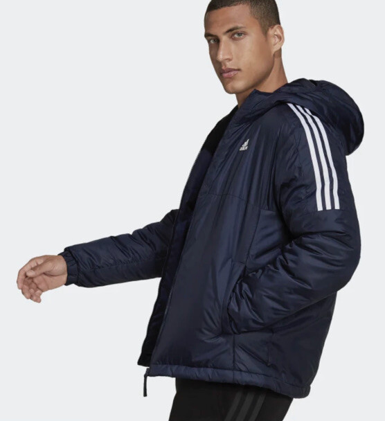 Adidas Essentials Insulated Hooded Jacket Three Stripes GT9165 Mens SZ ...
