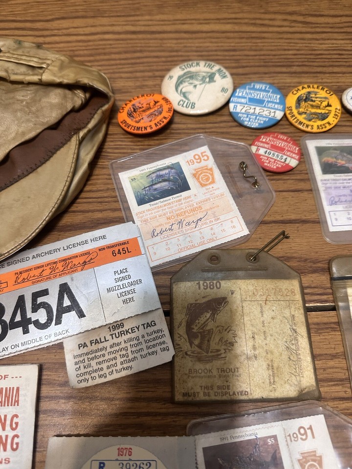Large Lot of 24 Vintage Pennsylvania Hunting Archery Fishing license ...