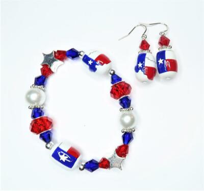 Texas Bracelet State Map Flag Beaded Glass Bracelet TX Shape Gift for ...