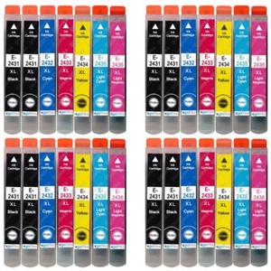 28 Ink Cartridges (Set+Bk) for Epson Expression XP-750 XP-850 XP-950 XP ...
