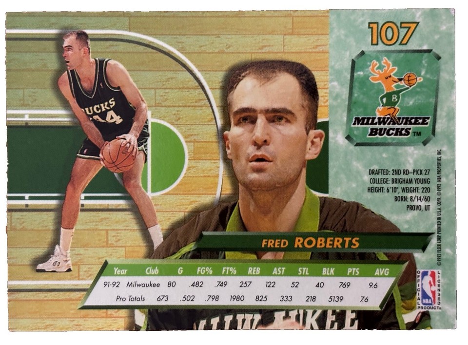 Excellent: Vintage 1992-93 FLEER ULTRA Fred Roberts Milwaukee Bucks ...
