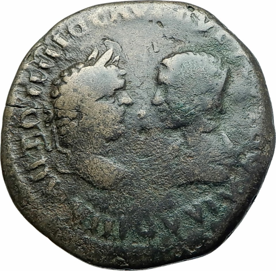 CARACALLA & JULIA DOMNA Marcianopolis Ancient 198AD Roman Coin TYCHE ...