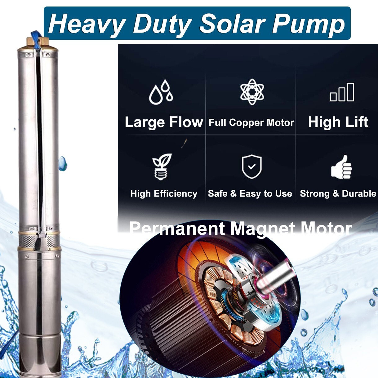 4" 600W Solar Pump Submersible Pump Bore Deep Well Pump+MPPT Controller ...