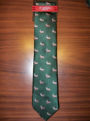 St Nicholas Buck Reindeer Green Neck Tie Necktie For Men NWT | eBay