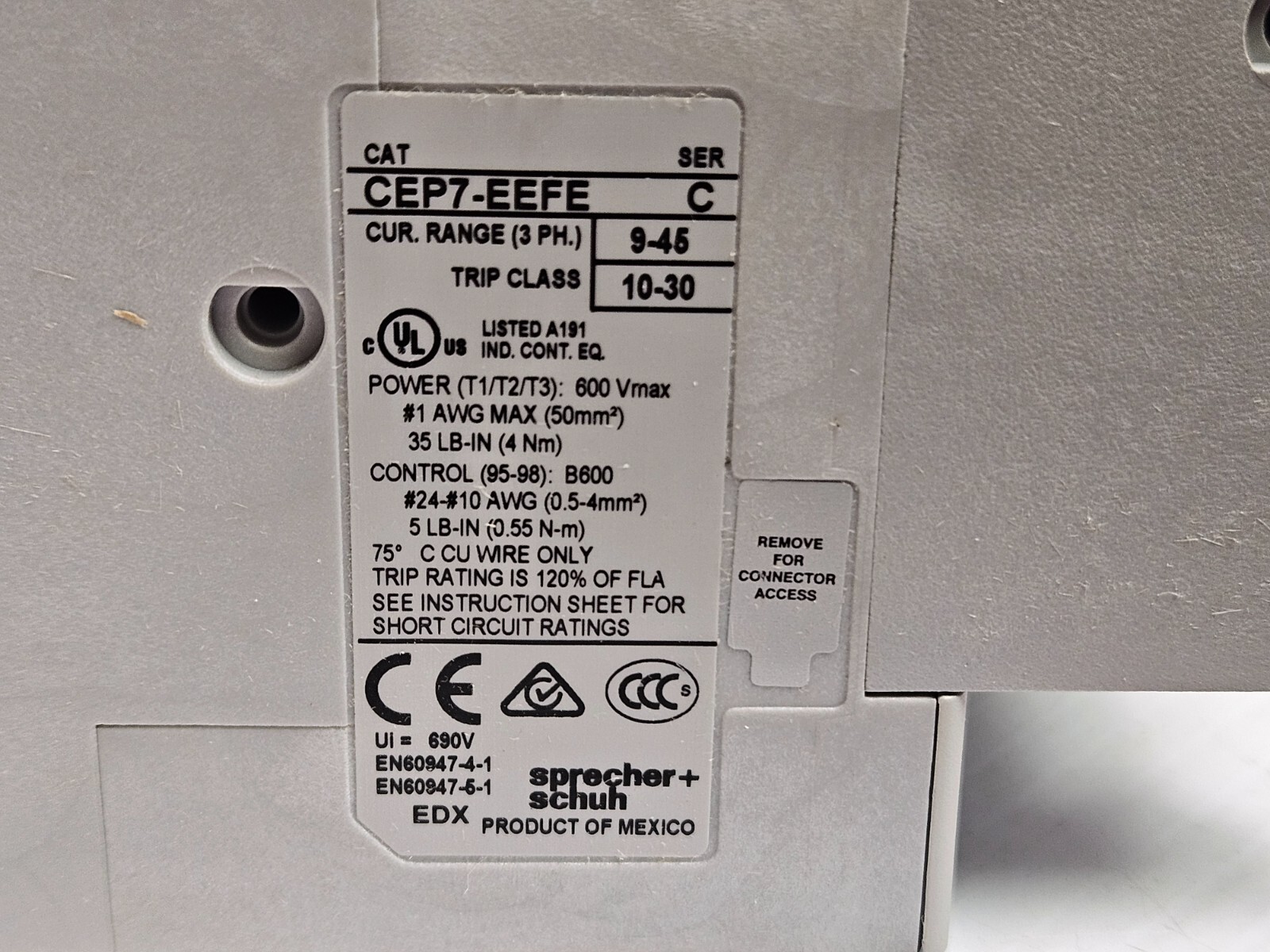 NEW SPRECHER + SCHUH OVERLOAD RELAY CEP7-EEFE SER C | eBay