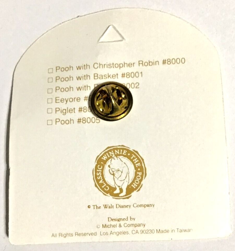 DISNEY MICHEL & CO WINNIE THE POOH PIN HAT PIN ON CARD | eBay