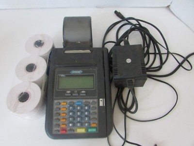 HYPERCOM MODEL T7PLUS CHARGE MACHINE CARD READER PHONE LINE TAPE/WIRES ...