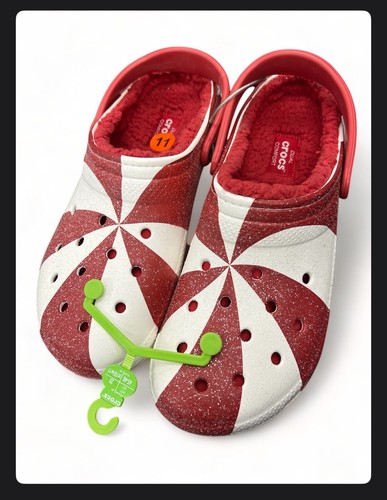 Lined Peppermint Crocs - Holiday Clog Red white Size 11 Men’s ...