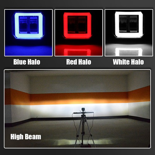 2x 3inch LED Work Light Bar Square Spot Fog Pods White Halo Driving Off ...