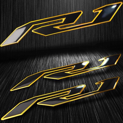 6" 3D Logo Decal+5-3/4" Emblems Sticker YZF-R1/R1S/R1M 2-Tone Black ...