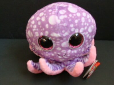 NWT TY Beanie Boos 6" LEGS Octopus Boo Purple Pink Glitter Eyes Dots ...