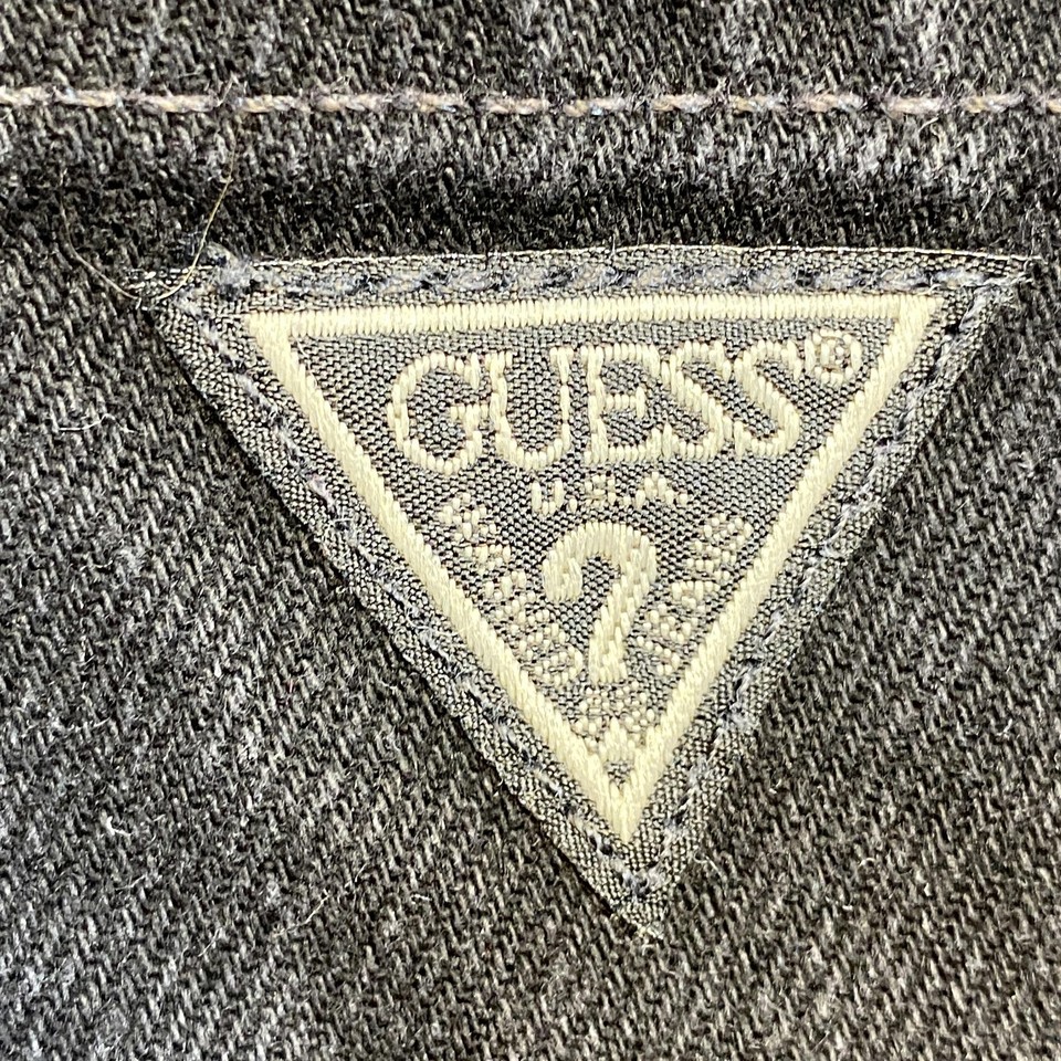 Guess Jeans Mens 34 Black Gray Washed Straight Leg Denim Triangle Patch ...